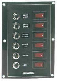 Vertical control panel 6 switches 6 fuses Osculati