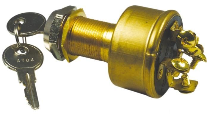 Watertight ignition key 5 positions brass Osculati