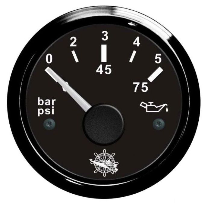 Oil pressure indicator 0/5 bar black/black Osculati