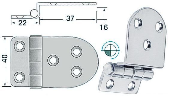 Overhang hinge 59x40 mm Osculati