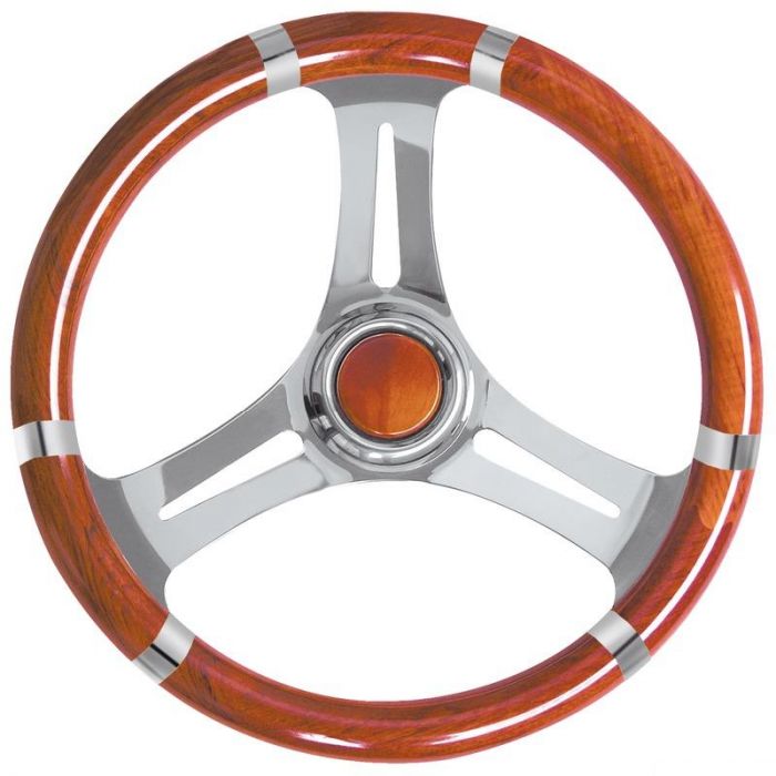 B soft polyurethane steering wheel mahoga/Stainless steel 350mm Osculati