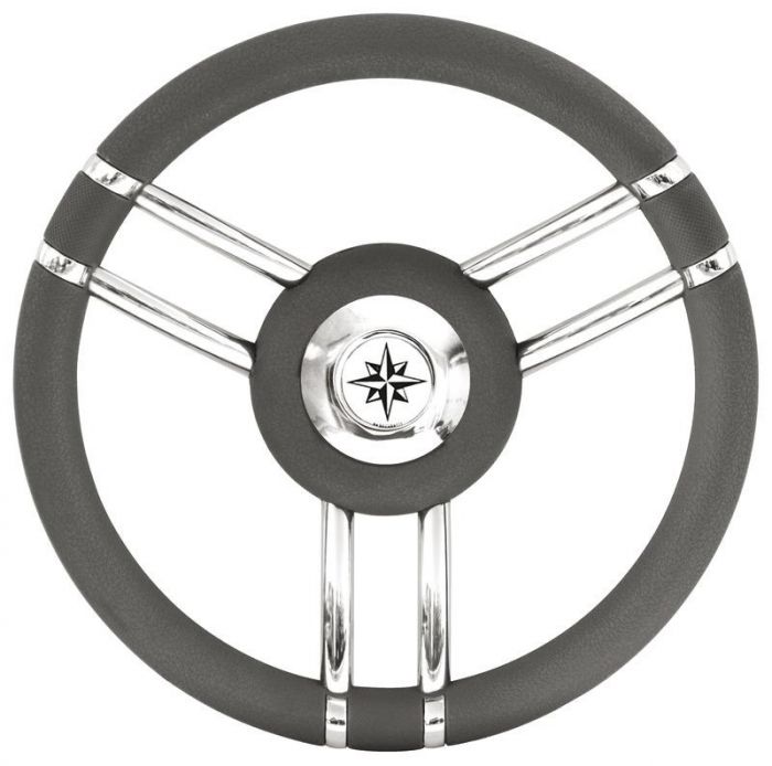 Apollo stainless steel-polyurethane steering wheel diameter 350 mm grey ...