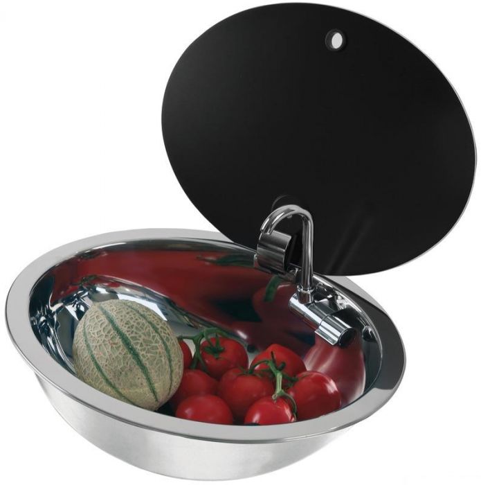 Sink with tinted glass lid diameter 330 mm Can